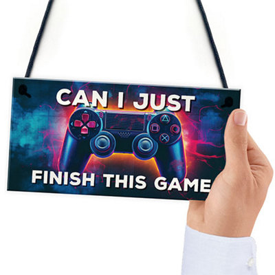 Red Ocean Neon Can I Just Finish This Game Hanging Gaming Sign For Boys ...