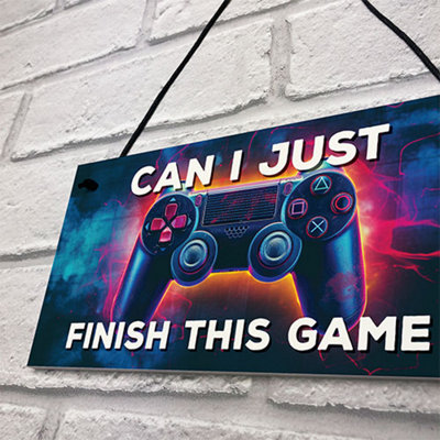 Red Ocean Neon Can I Just Finish This Game Hanging Gaming Sign For Boys ...
