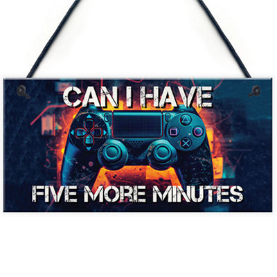 Red Ocean Neon Five More Minutes Hanging Gaming Sign For Boys Bedroom ...