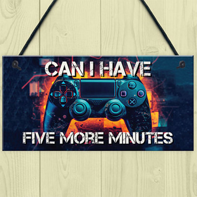 Red Ocean Neon Five More Minutes Hanging Gaming Sign For Boys Bedroom ...