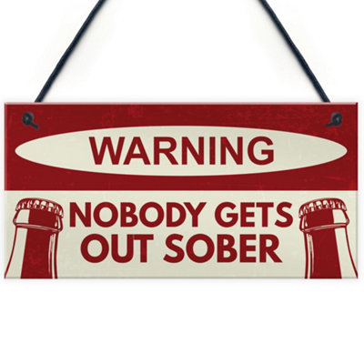 Red Ocean Nobody Gets Out Sober Sign Funny Bar Sign For Home Man Cave ...