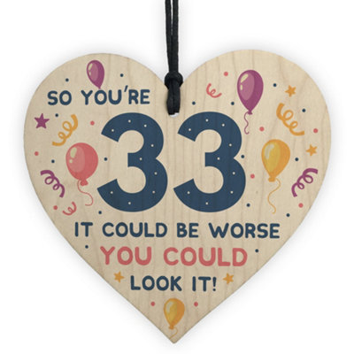 Red Ocean Novelty 33rd Birthday Gifts Wooden Heart Sign Funny Present ...