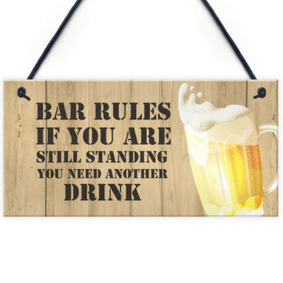 Buy Red Ocean Novelty BAR RULES Sign Funny Home Bar Sign Man Cave ...