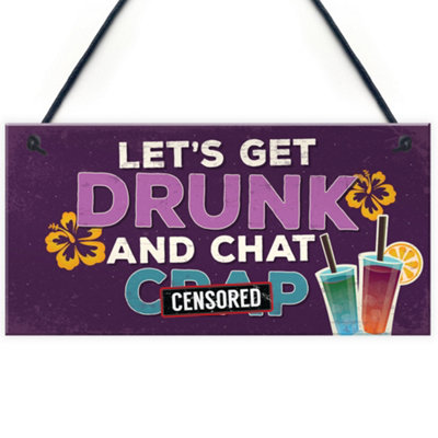 Red Ocean Novelty Bar Sign Funny Lets Get Drunk Vodka Gin Sign Home Bar ...