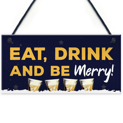 Red Ocean Novelty Be Merry Bar Sign Man Cave Pub Kitchen Plaque Gin ...