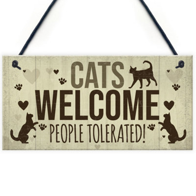 Red Ocean Novelty Cat Signs For Home Funny Cat House Sign Gate Door ...