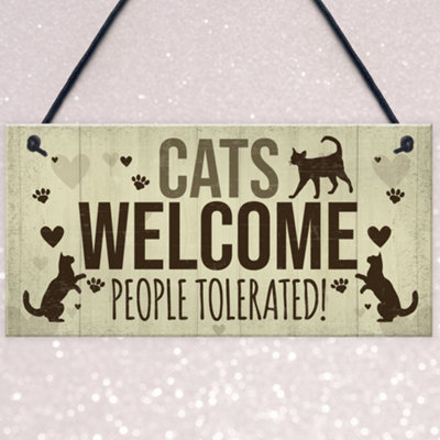 Red Ocean Novelty Cat Signs For Home Funny Cat House Sign Gate Door ...