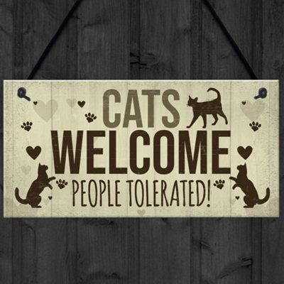 Red Ocean Novelty Cat Signs For Home Funny Cat House Sign Gate Door ...