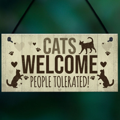 Red Ocean Novelty Cat Signs For Home Funny Cat House Sign Gate Door ...
