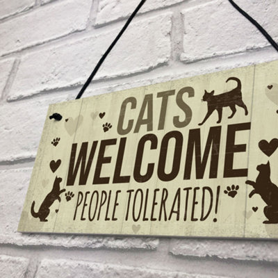Red Ocean Novelty Cat Signs For Home Funny Cat House Sign Gate Door ...