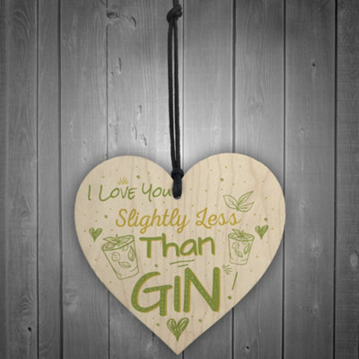 Red Ocean Novelty GIN Friendship Sign Handmade Wooden Hanging Heart ...