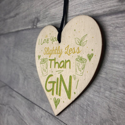 Red Ocean Novelty GIN Friendship Sign Handmade Wooden Hanging Heart ...