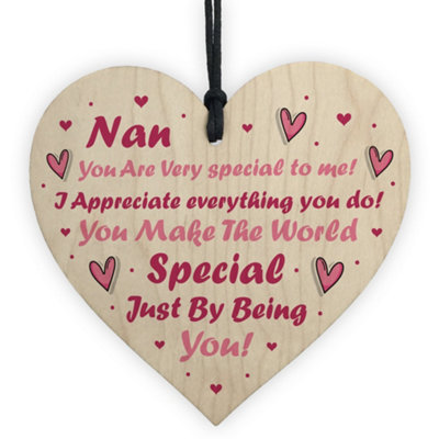 Red Ocean Novelty Wooden Heart Gift For Nan Mothers Day Birthday Gift ...