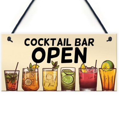 Red Ocean Open Cocktail Bar Signs And Plaques For Home Bar, Garden Bar ...