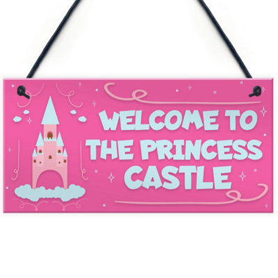 Red Ocean Princess Castle Hanging Plaque Door Playroom Bedroom Sign ...