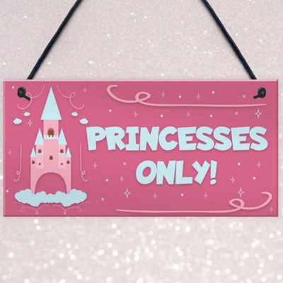 Red Ocean Princesses Only Hanging Plaque Door Nursery Bedroom Sign Gift ...
