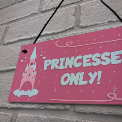Red Ocean Princesses Only Hanging Plaque Door Nursery Bedroom Sign Gift ...