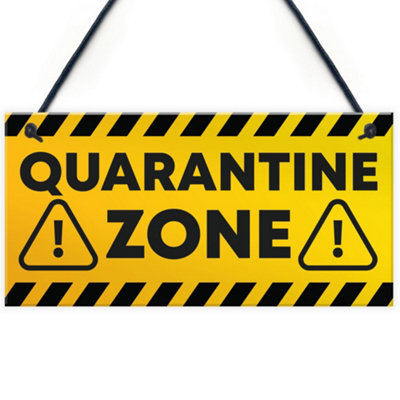 Red Ocean QUARANTINE ZONE Funny Novelty Hanging Wall Sign Man Cave ...