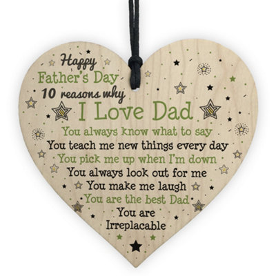 Red Ocean Reasons Why I Love Dad Wooden Heart Fathers Day Gift From ...