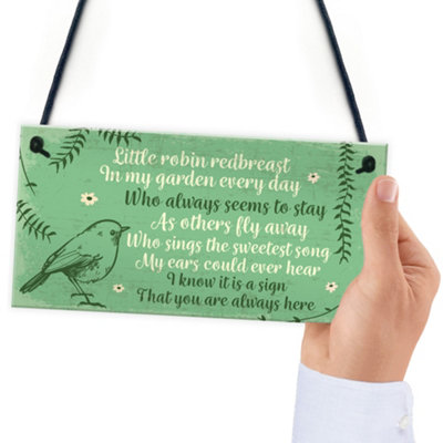 Red Ocean Robin Redbreast Memorial Bereavement Plaque Garden Grave Shed ...