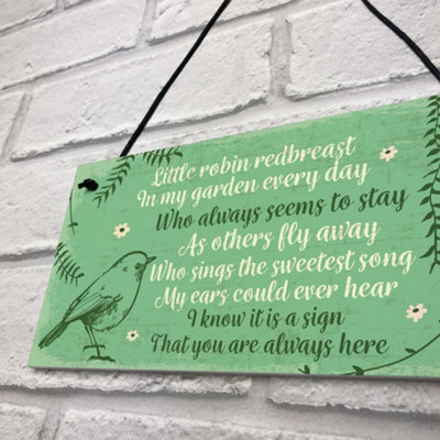 Red Ocean Robin Redbreast Memorial Bereavement Plaque Garden Grave Shed ...