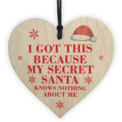 Red Ocean Secret Santa Gift Idea For Him Her Wood Heart Men Women ...