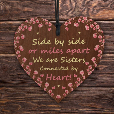 Red Ocean Sister Wooden Heart best sister sign thank you gifts for her ...