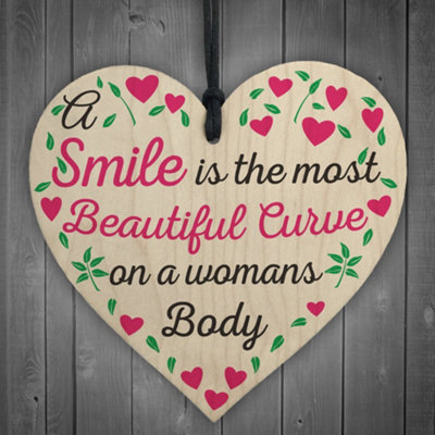 Red Ocean Smile Is The Most Beautiful Curve Wooden Hanging Heart Plaque ...