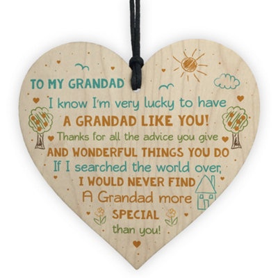 Red Ocean Special Grandad Poem Wooden Heart Grandad Birthday Christmas ...