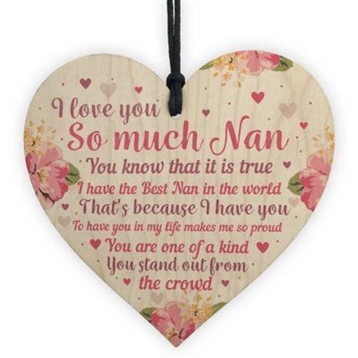 Red Ocean Special Mother's Day Gift For Nan Wooden Heart Nan Gifts Nan Plaque Grandparent Gifts ...