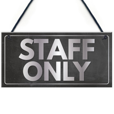 Red Ocean Staff Only Hanging Plaque Door Shop Wall Office Retail ...