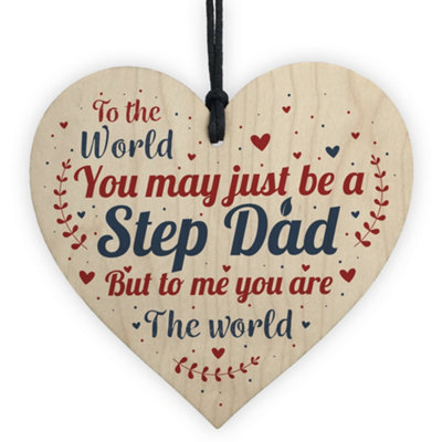 Red Ocean Step Dad Daddy Gifts Christmas Birthday Handmade Wooden Heart ...
