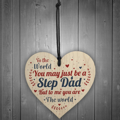 Red Ocean Step Dad Daddy Gifts Christmas Birthday Handmade Wooden Heart ...