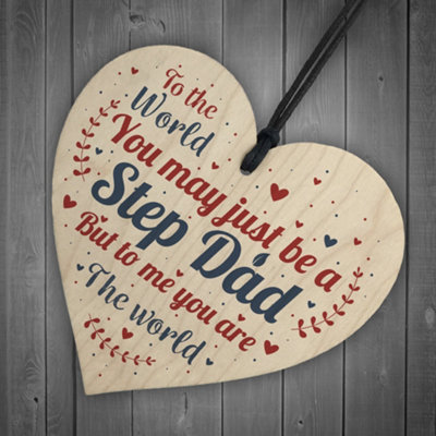 Red Ocean Step Dad Daddy Gifts Christmas Birthday Handmade Wooden Heart ...