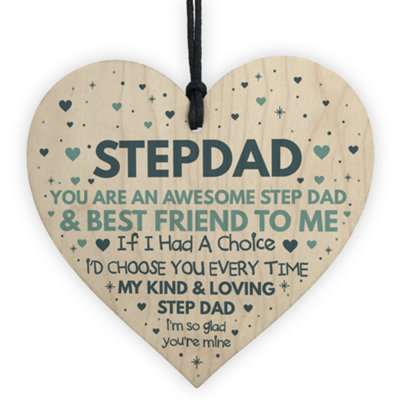 Red Ocean Step Dad Fathers Day Gifts for Best Step Dad Wooden Heart ...