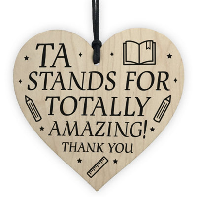 Red Ocean Teaching Assistant TA Gifts Wooden Heart End Of Term Leaving ...