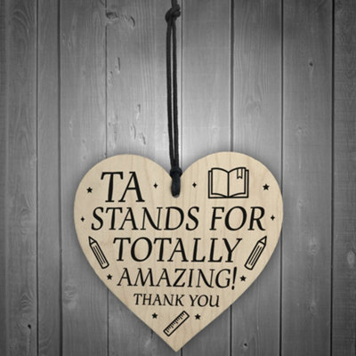Red Ocean Teaching Assistant TA Gifts Wooden Heart End Of Term Leaving ...