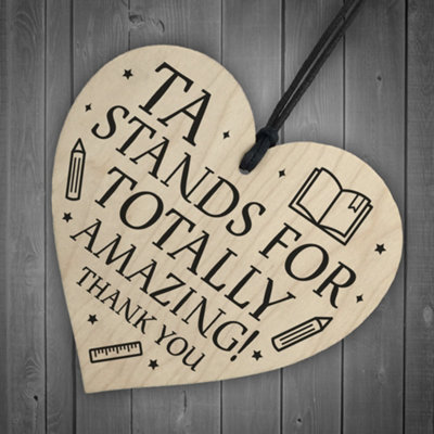 Red Ocean Teaching Assistant TA Gifts Wooden Heart End Of Term Leaving ...