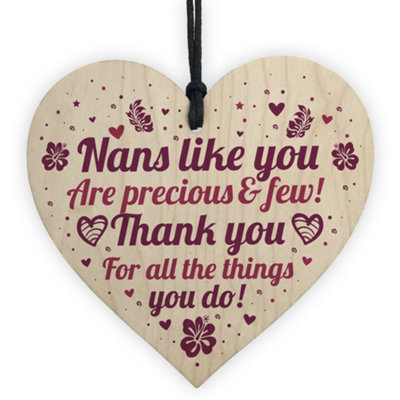 Red Ocean Thank You Birthday Christmas Gift For Nan Wooden Heart Nan ...