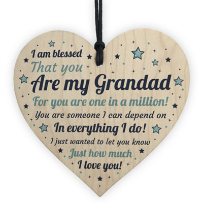 Red Ocean Thank You Gift For Grandad Wooden Heart Grandad Birthday Xmas ...