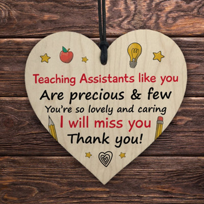 Red Ocean Thank You Gift For Teaching Assistant - Wooden Hanging Heart ...