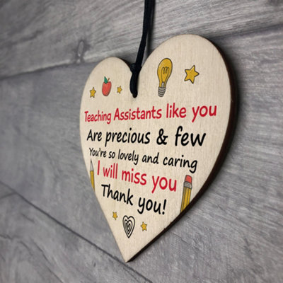 Red Ocean Thank You Gift For Teaching Assistant - Wooden Hanging Heart ...