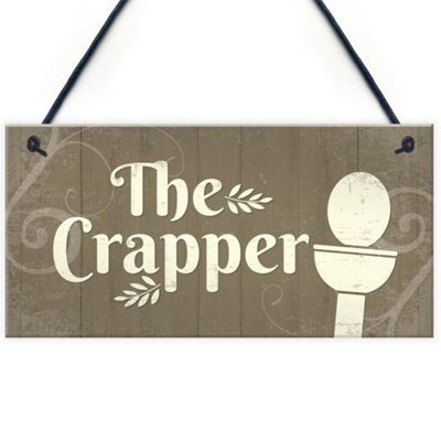 Red Ocean The Crapper Shabby Chic Bathroom Signs And Plaques Funny ...