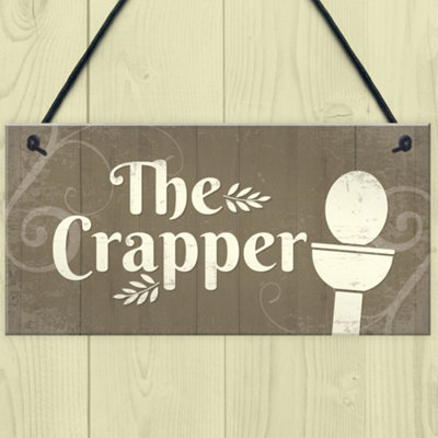 Red Ocean The Crapper Shabby Chic Bathroom Signs And Plaques Funny ...