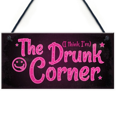 Red Ocean The Drunk Corner Shabby Chic Hanging Plaque Vodka Home Bar ...