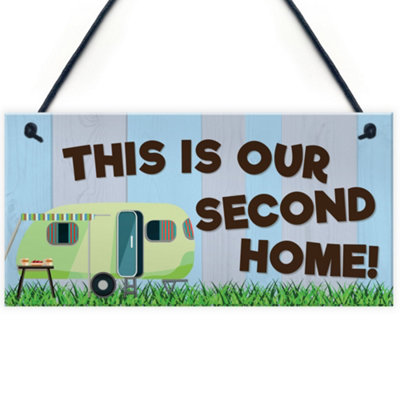 RED OCEAN THIS IS OUR SECOND HOME FUNNY CARAVAN HANGING PLAQUE CAMPING ...