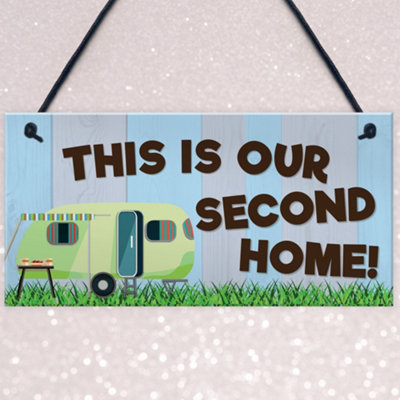 Red Ocean This Is Our Second Home Funny Caravan Hanging Plaque Camping ...