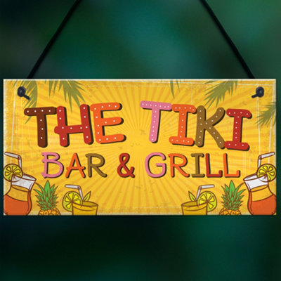 Red Ocean Tiki Bar Grill Party Hanging Home Bar Pub Plaque BBQ ...