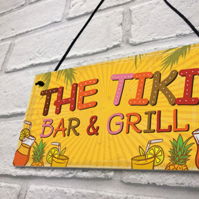 Red Ocean Tiki Bar Grill Party Hanging Home Bar Pub Plaque BBQ ...