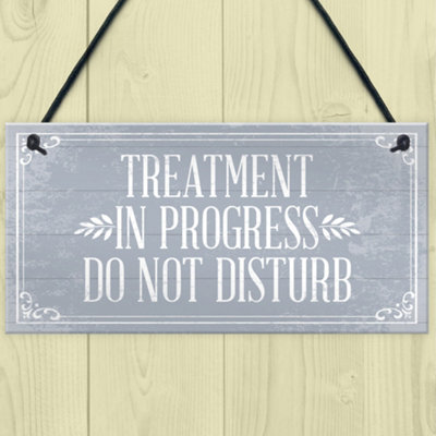 Red Ocean TREATMENT IN PROGRESS Do Not Disturb Hanging Wall Door Salon ...